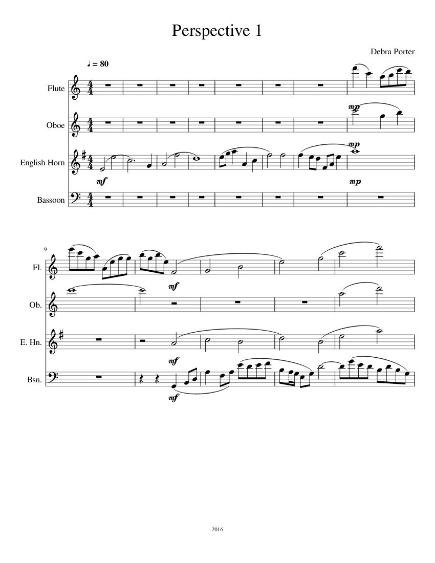 Perspective 1 Sheet music for Flute, Oboe, Bassoon (Mixed Quartet ...