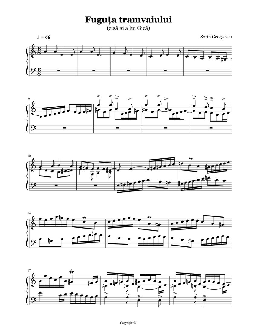Fuga lui Gică Sheet music for Piano (Solo) | Musescore.com