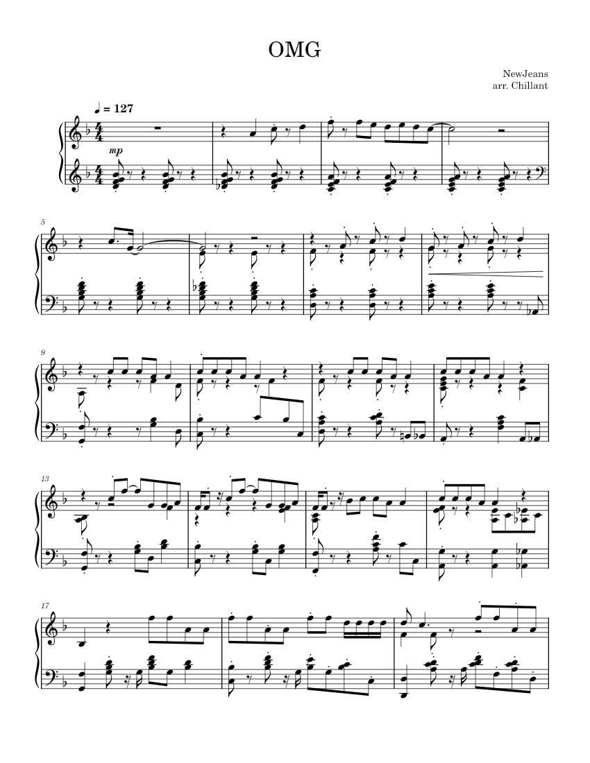 OMG - NewJeans Sheet Music for Piano (Solo) | MuseScore.com