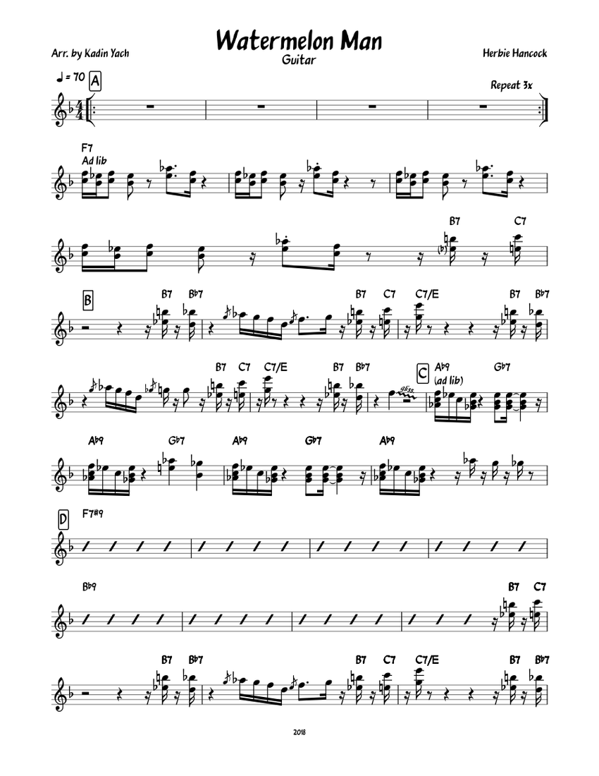 Watermelon Man Guitar Sheet music for Guitar (Solo) | Musescore.com