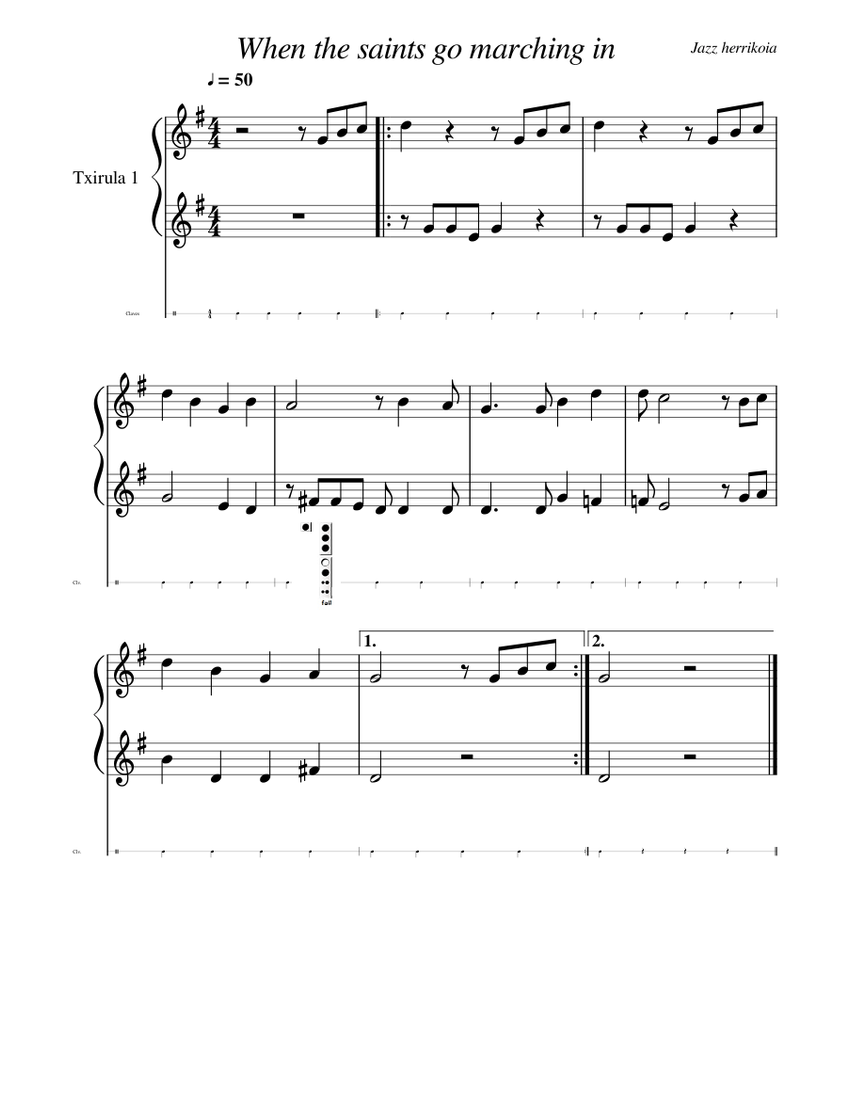 When the saints go marching in Sheet music for Piano, Claves (Mixed ...