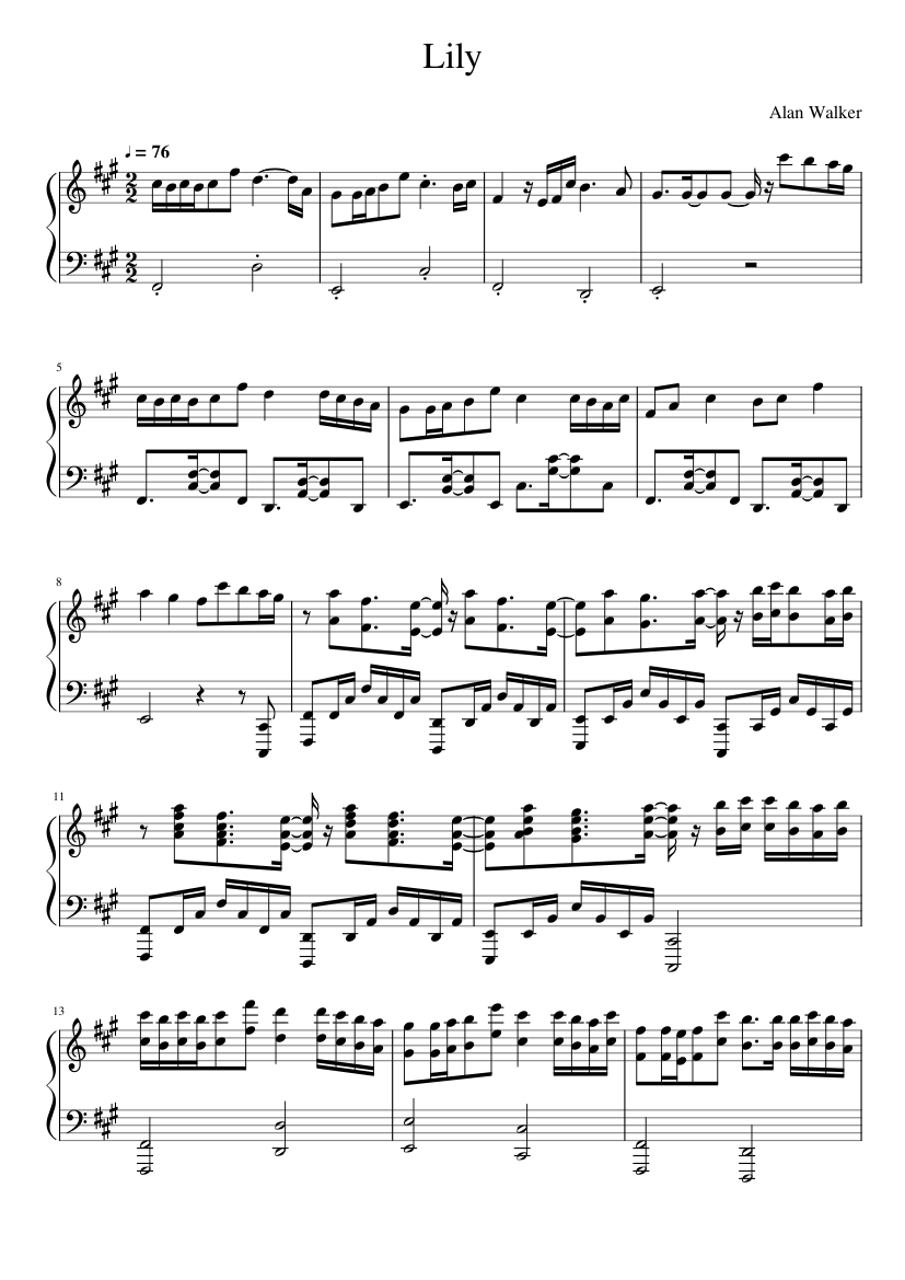 Lily Alan Walker Sheet music for Piano (Solo) | Musescore.com