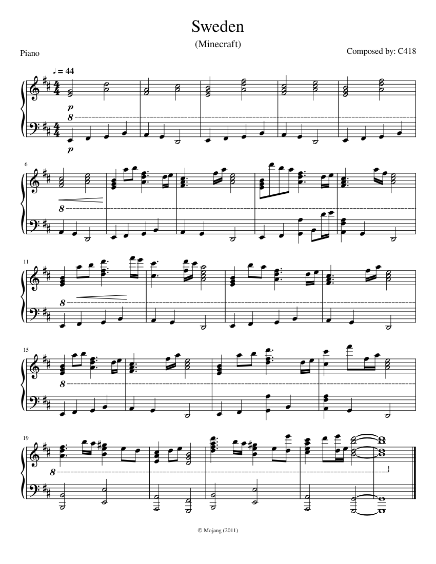 Sweden Sheet music for Piano (Solo) Easy | Musescore.com