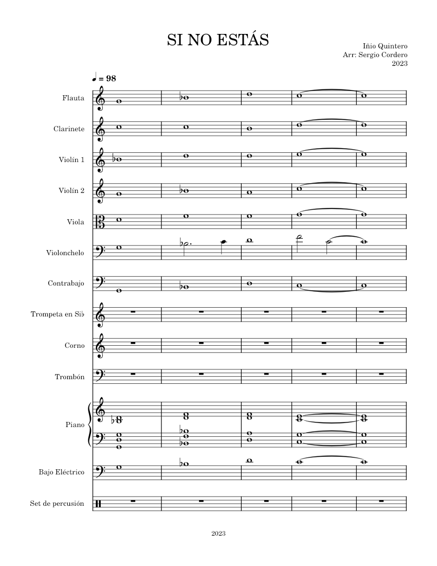 Si no estás – Iñio Quintero iñigo quintero Si No Estás Version SC Sheet ...