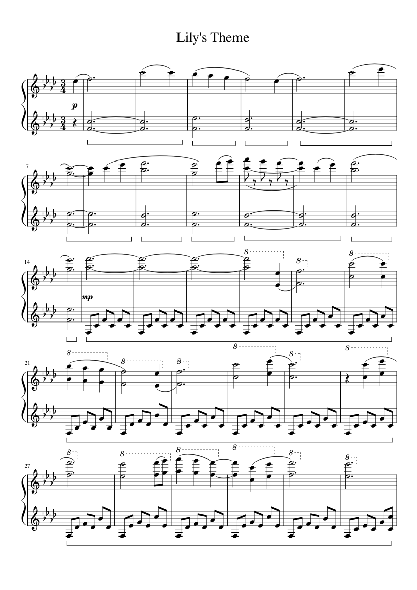 Lilys_Theme Sheet Music for Piano (Solo) | MuseScore.com
