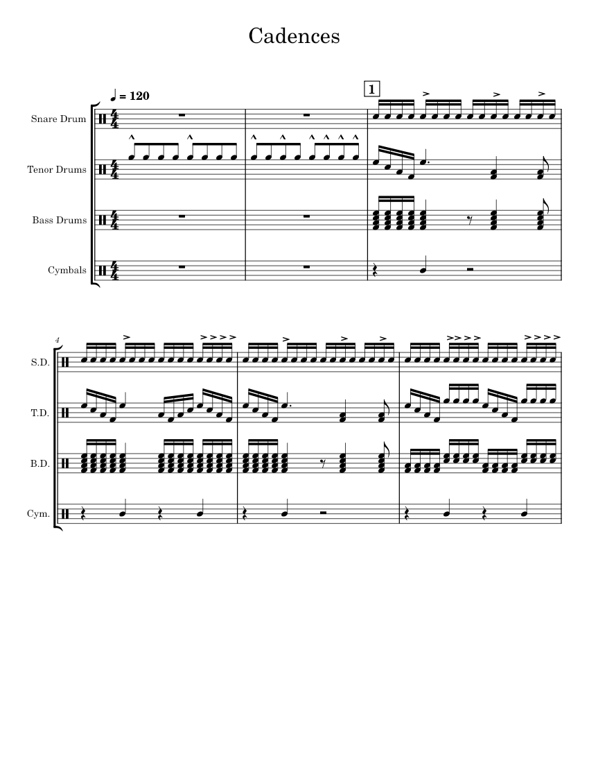 Cadences - Western Albemarle High School Sheet Music for Snare drum ...