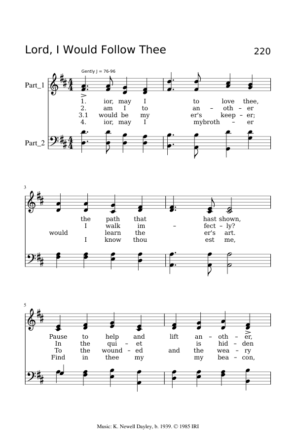 Lord I would Follow Thee Sheet music for Vocals (Choral) | Download and ...