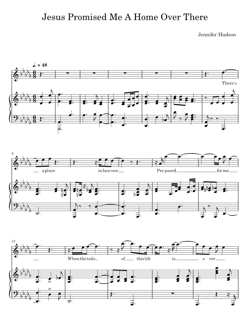 Jesus Promised Me A Home Over There - Jennifer Hudson Sheet Music for ...