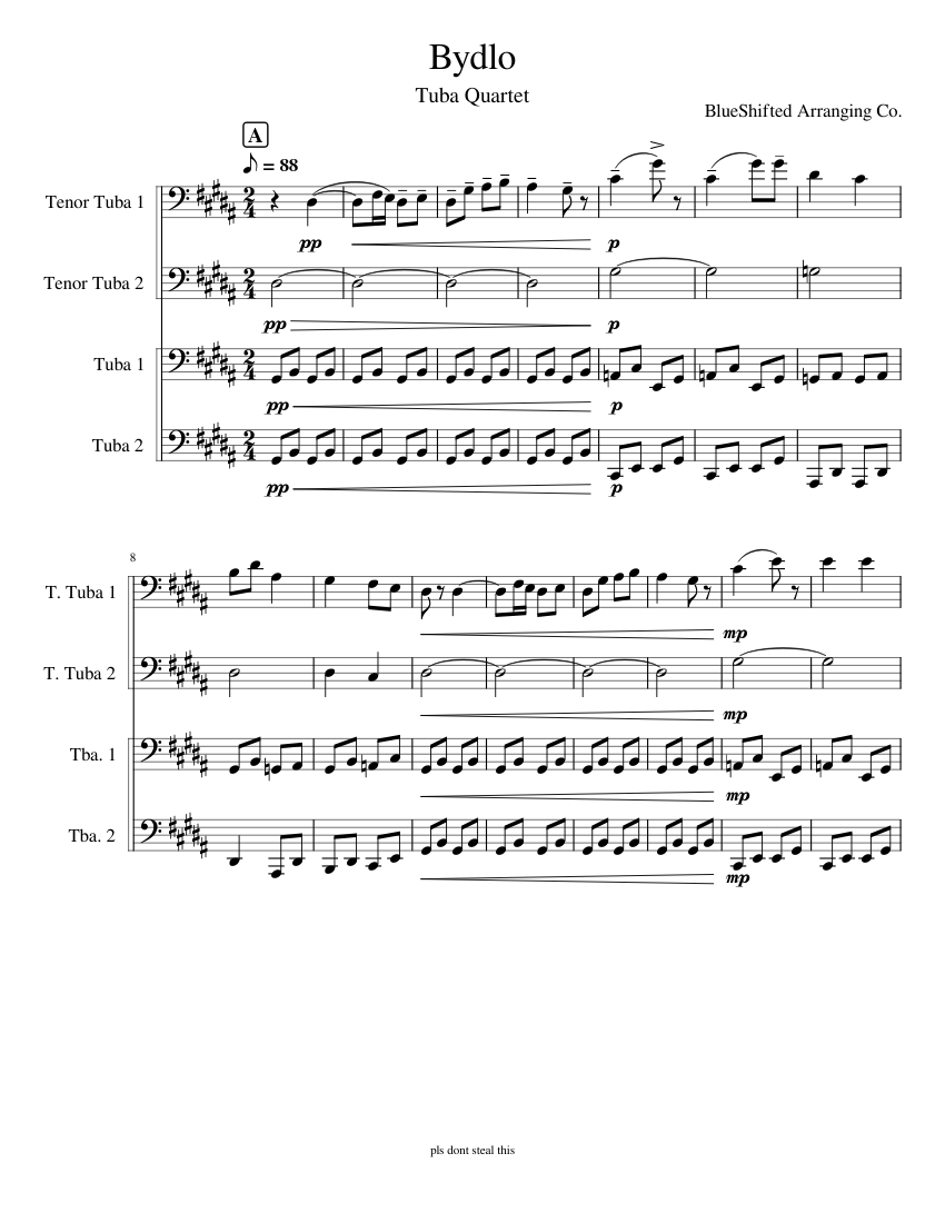 Pictures at an exhibition - Bydlo - Tuba Euphonium quartet Sheet music ...