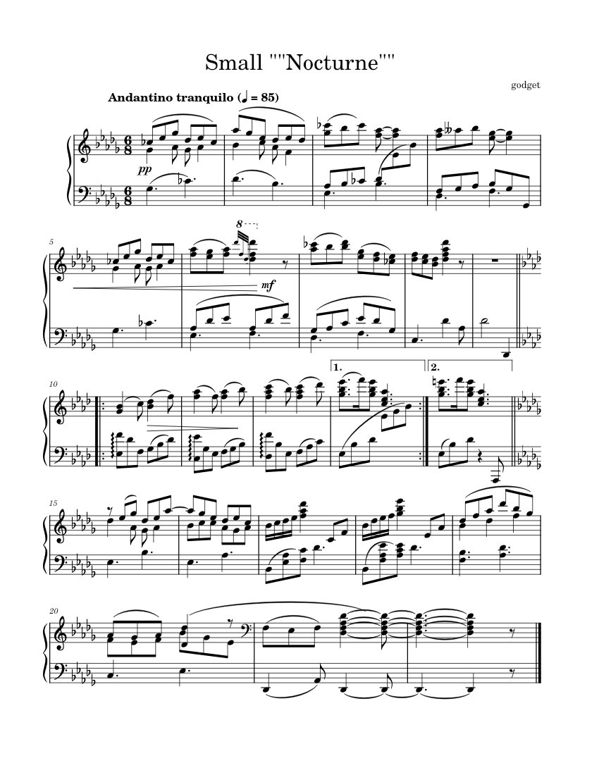 "Nocturne" Sheet music for Piano (Solo) | Musescore.com