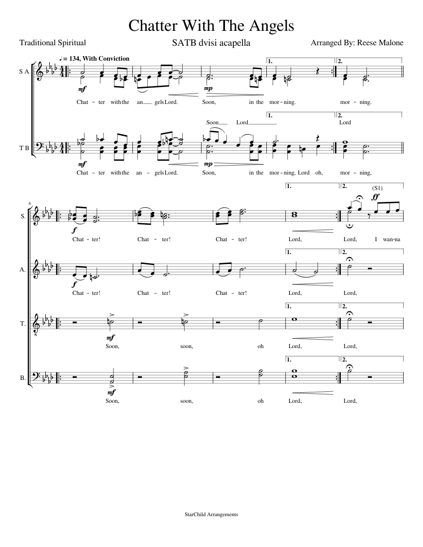 Chatter With The Angels SATB Sheet music for Soprano, Alto, Tenor, Bass ...