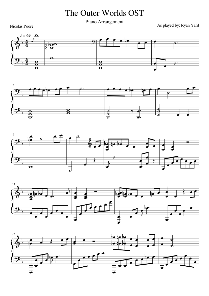The Outer Worlds OST Sheet Music for Piano (Solo) | MuseScore.com