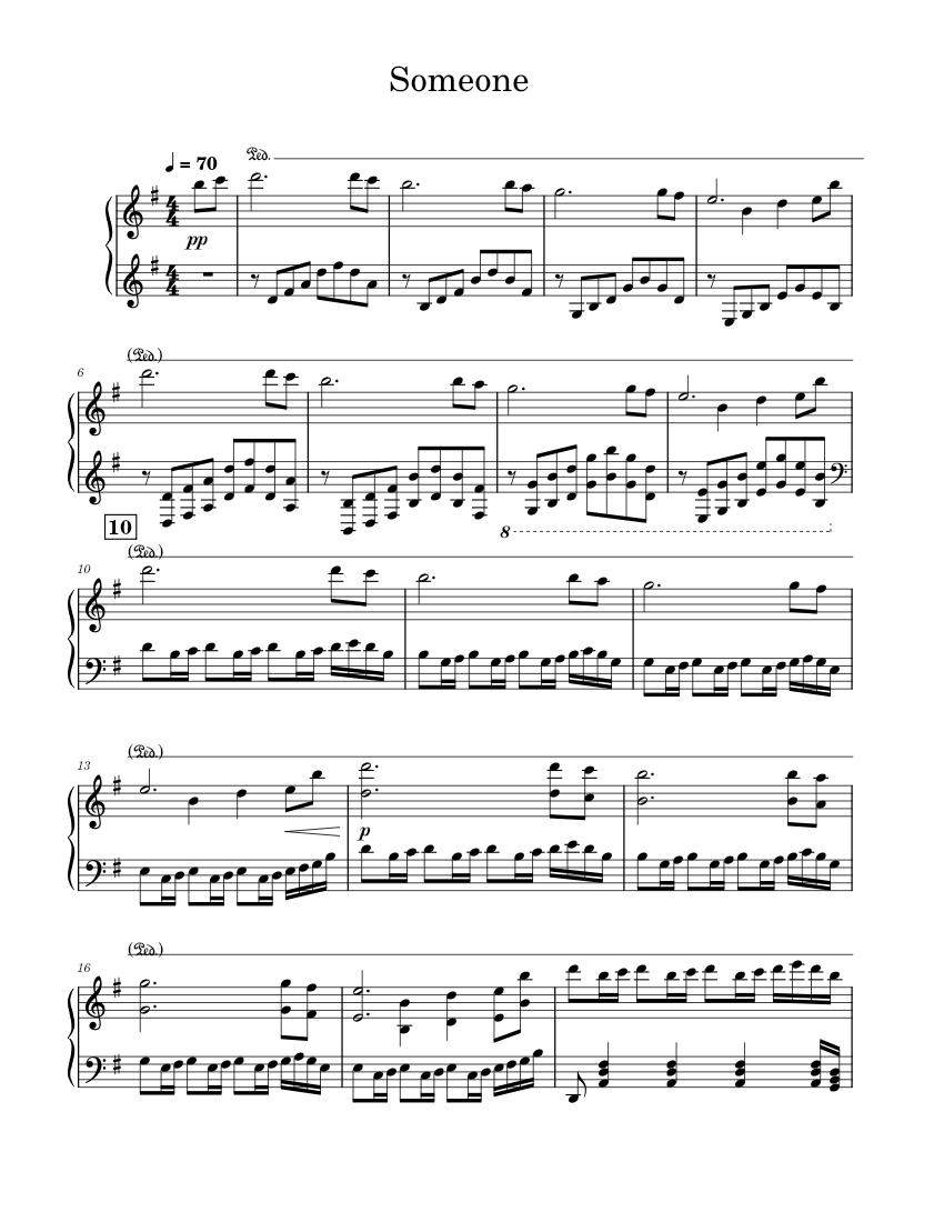 Someone Sheet music for Piano (Solo) | Musescore.com