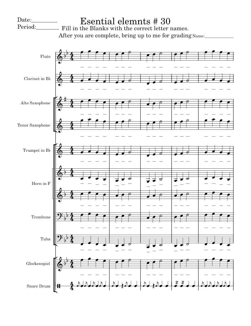 Essential elements #30 Sheet Music for Trombone, Tuba, Flute, Saxophone ...