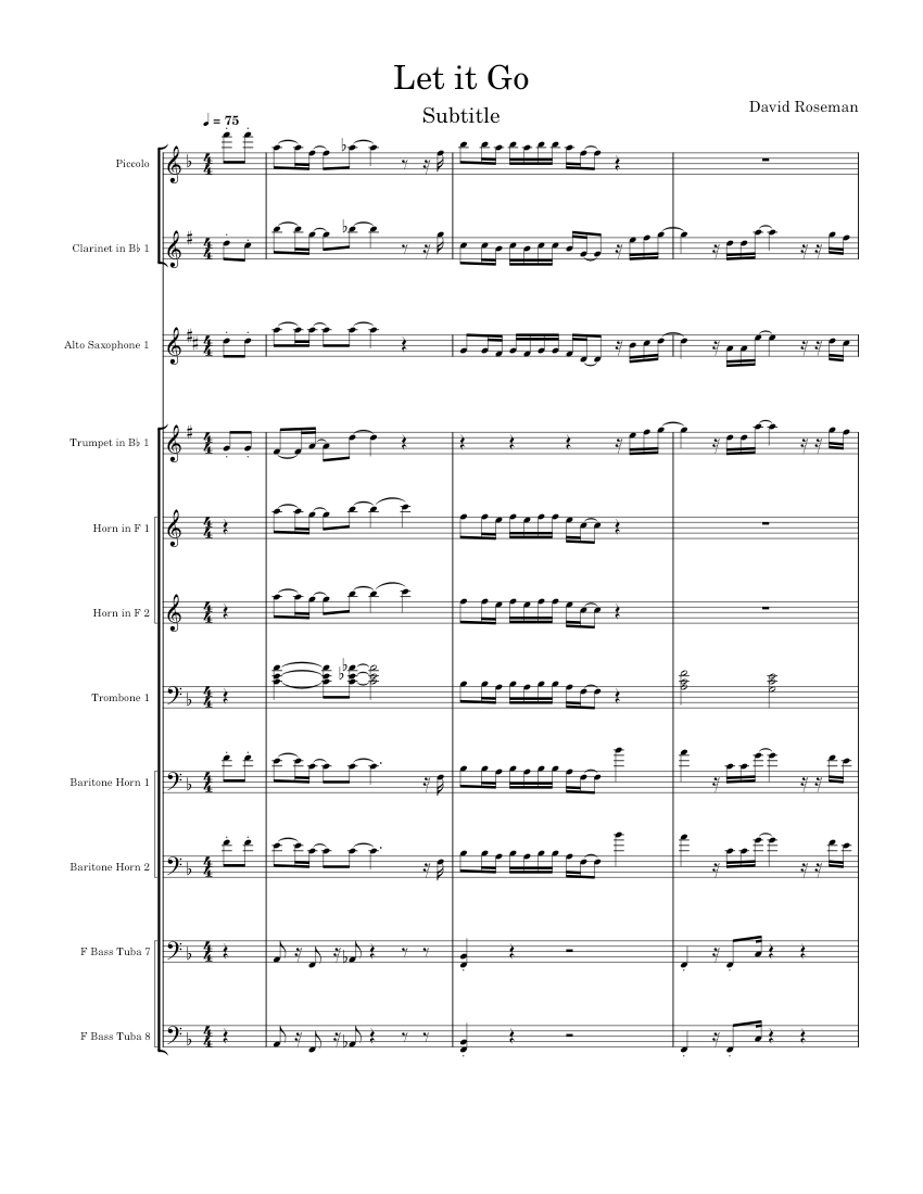 Let it go – Idina Menzel Let it Go Sheet music for Trombone, Tuba, Oboe ...