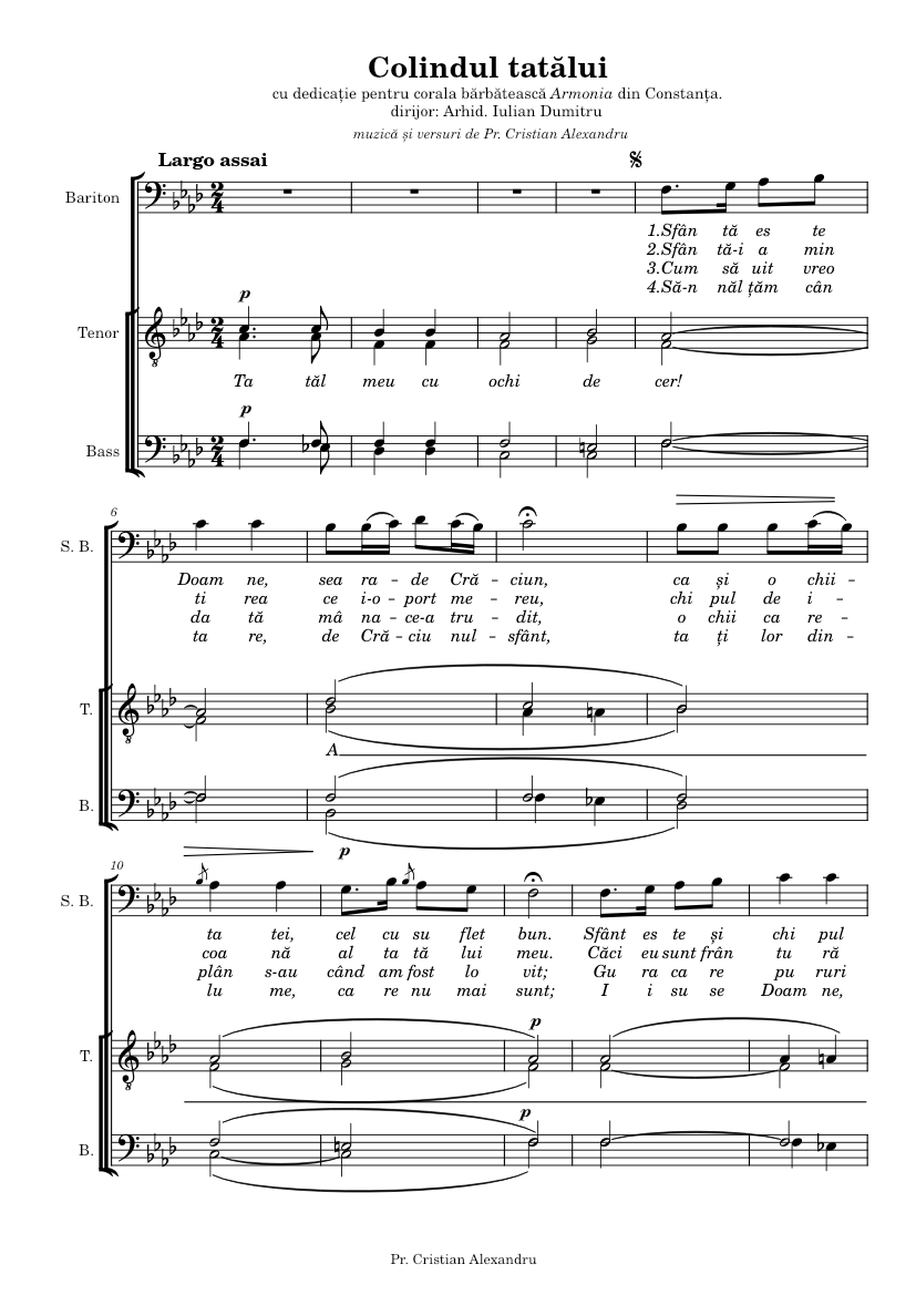 Colindul tatălui Sheet music for Tenor, Bass voice (Choral) | Musescore.com