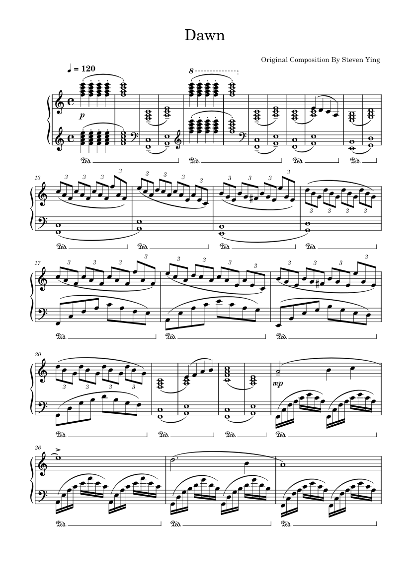 Dawn-Steven Ying Sheet music for Piano (Solo) | Musescore.com