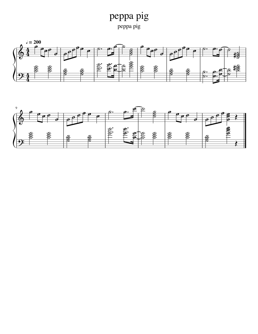 peppa pig Sheet music for Piano (Solo) | Musescore.com