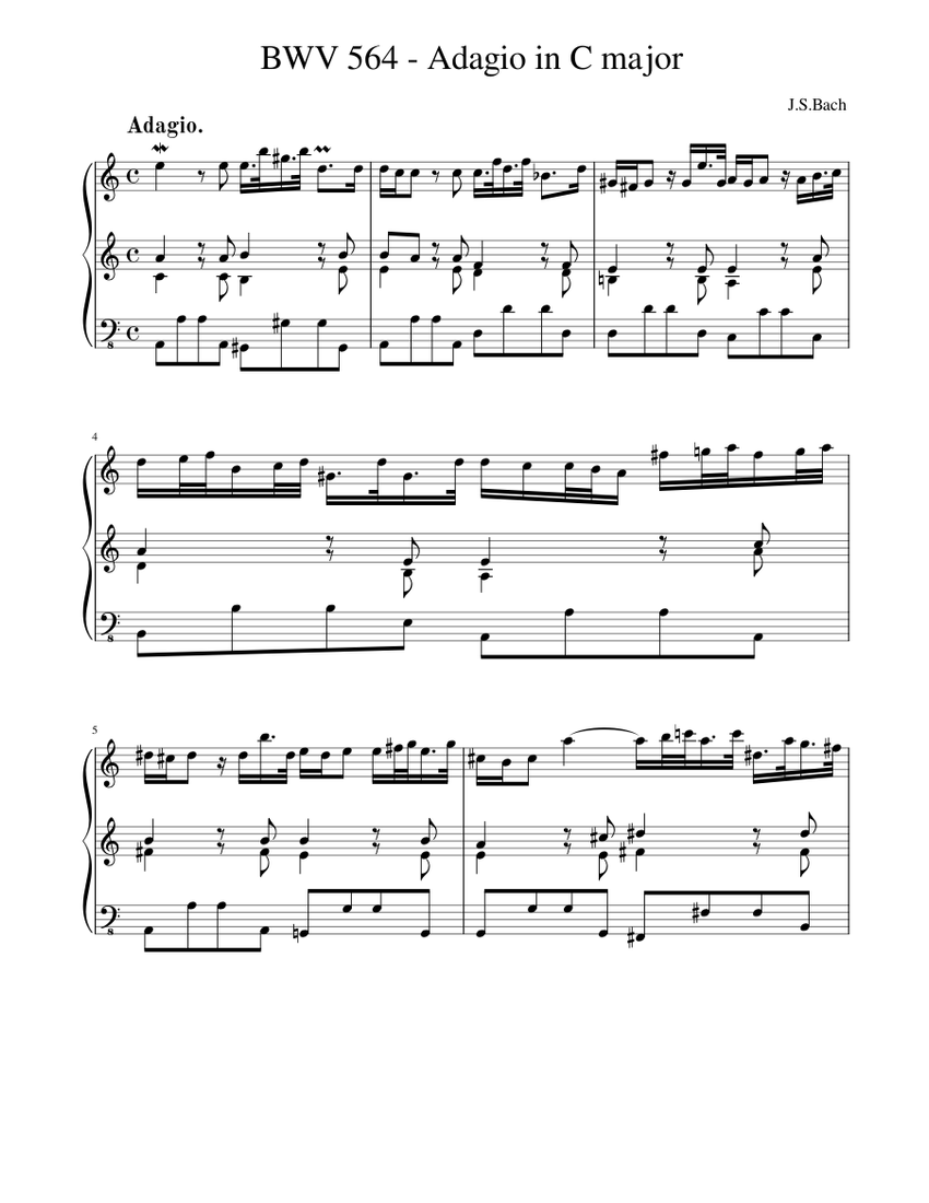 BWV 564 - Adagio in C major Sheet music for Organ (Solo) | Musescore.com