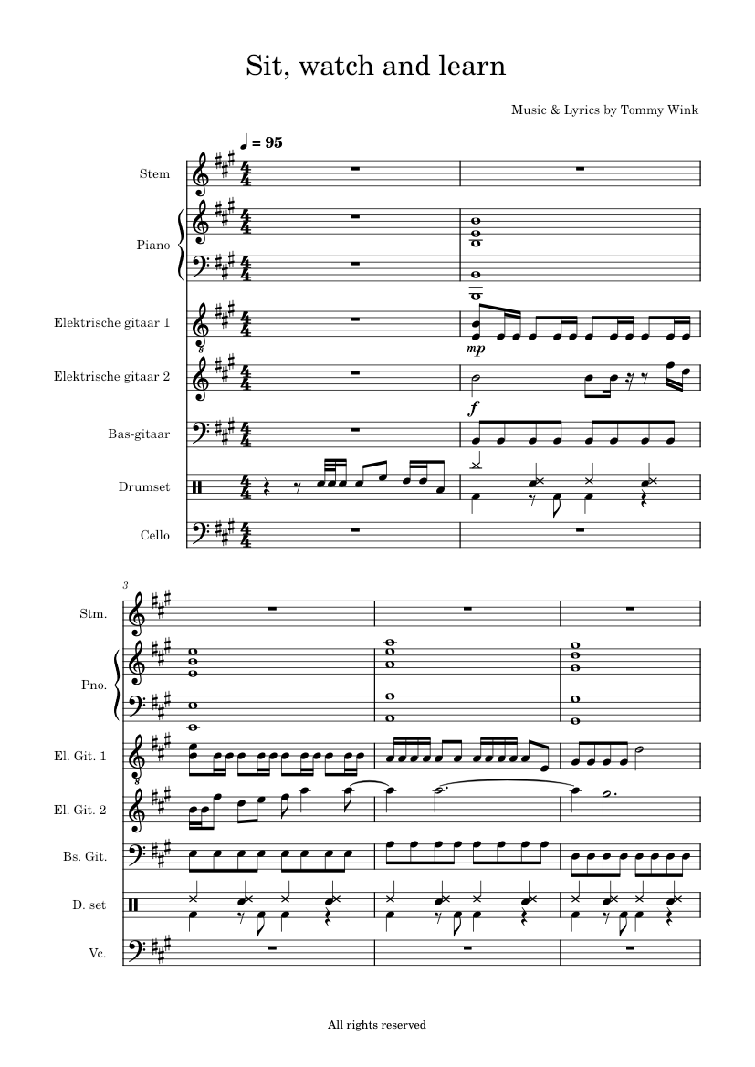 8 Sit,_watch_and_learn Sheet music for Piano, Vocals, Cello, Guitar ...