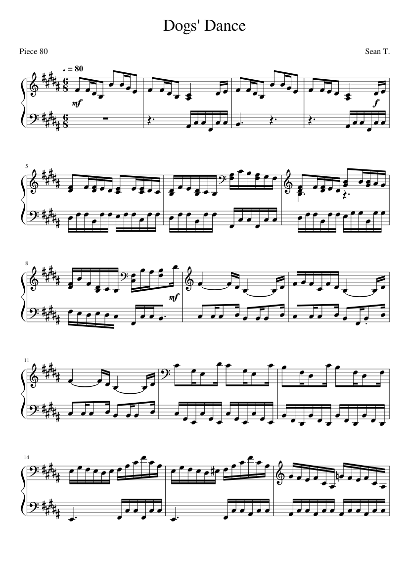 Dogs' Dance Sheet music for Piano (Solo) | Musescore.com