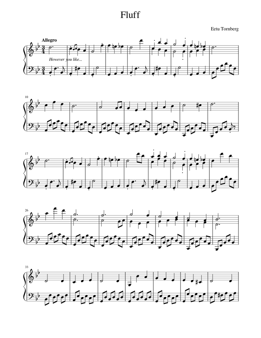 Fluff Sheet music for Piano (Solo) | Musescore.com