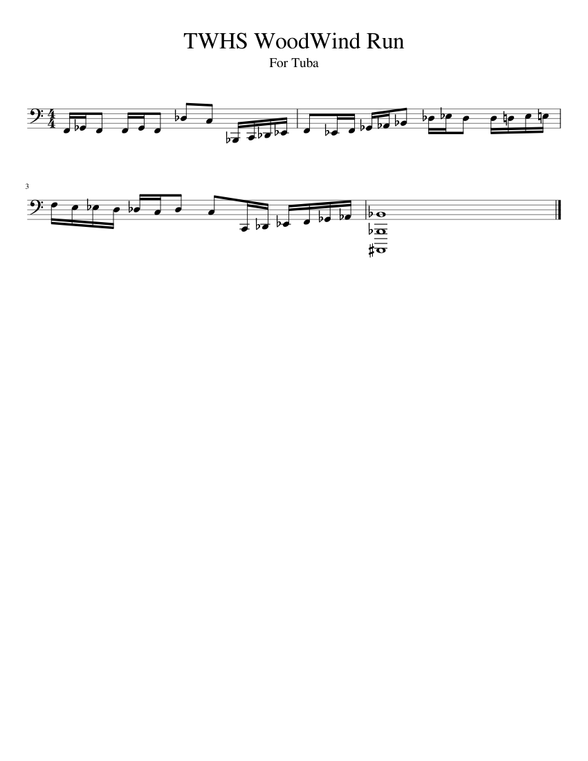 TWHS WoodWind Run Sheet music for Tuba (Solo) | Musescore.com