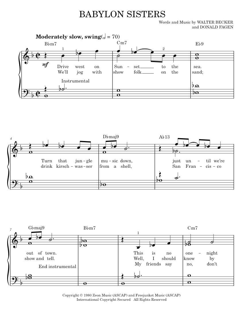Play Official version of Babylon sisters sheet music by Steely Dan for ...