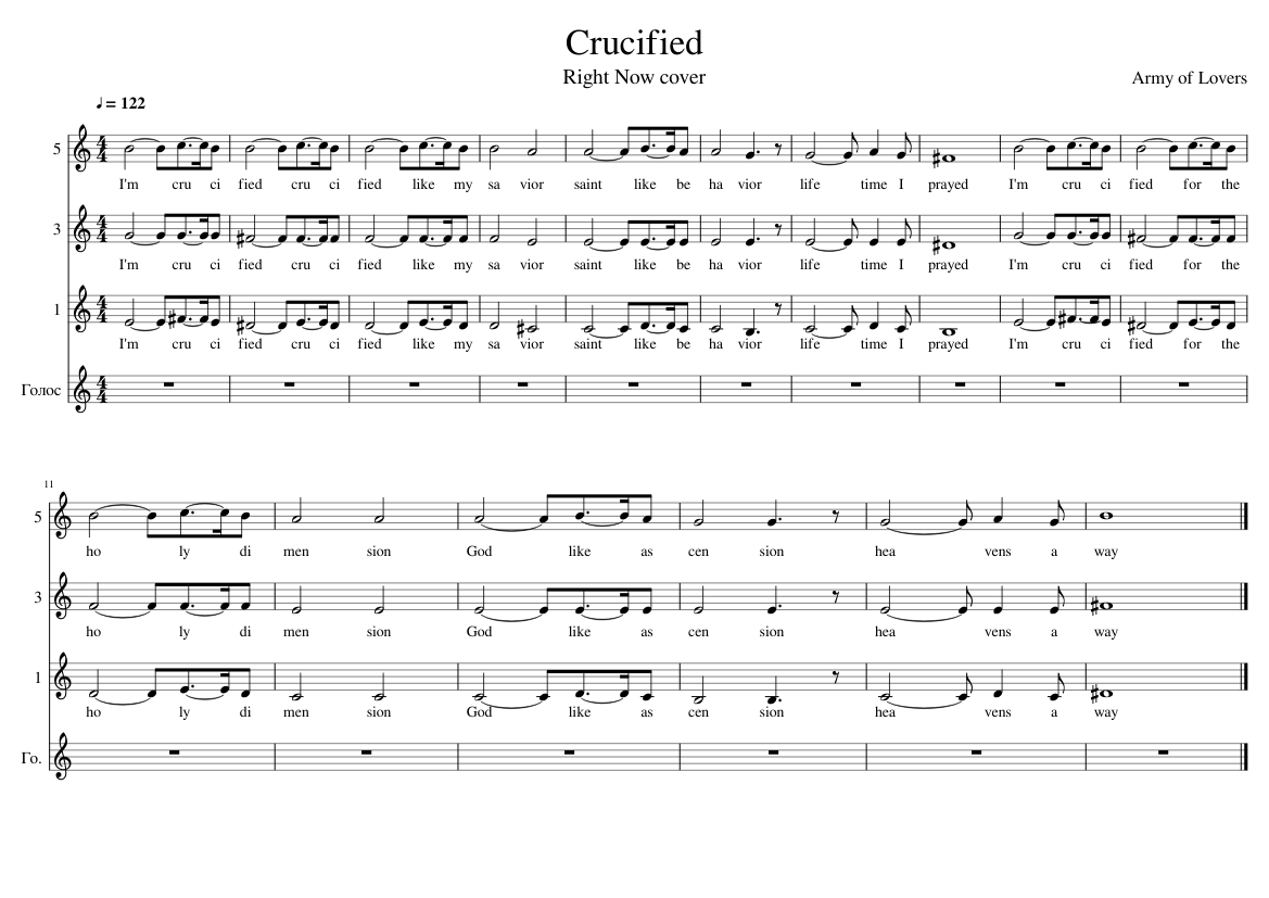 Army of lovers Crucified KeyEm Sheet music for Vocals (Choral ...