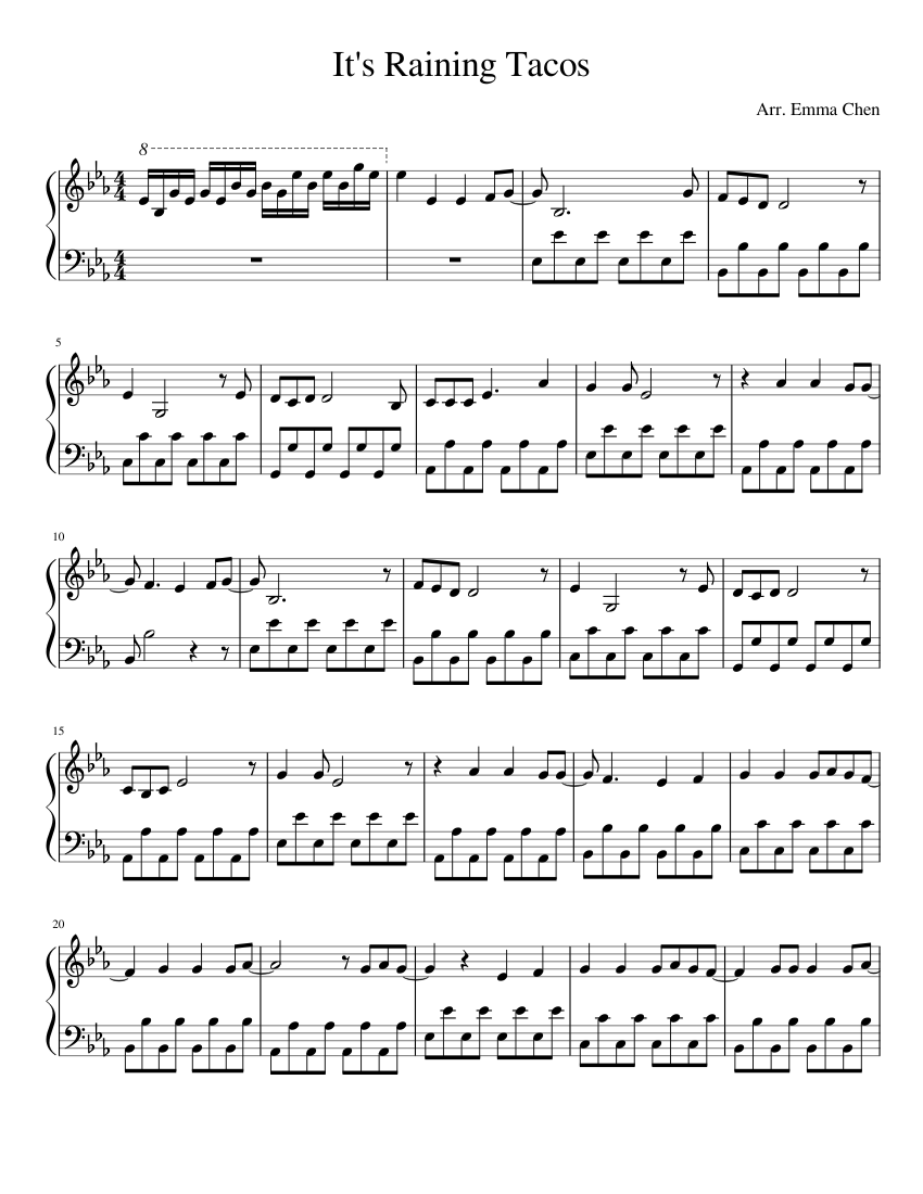 It's Raining Tacos Sheet Music for Piano (Solo) easy | MuseScore.com
