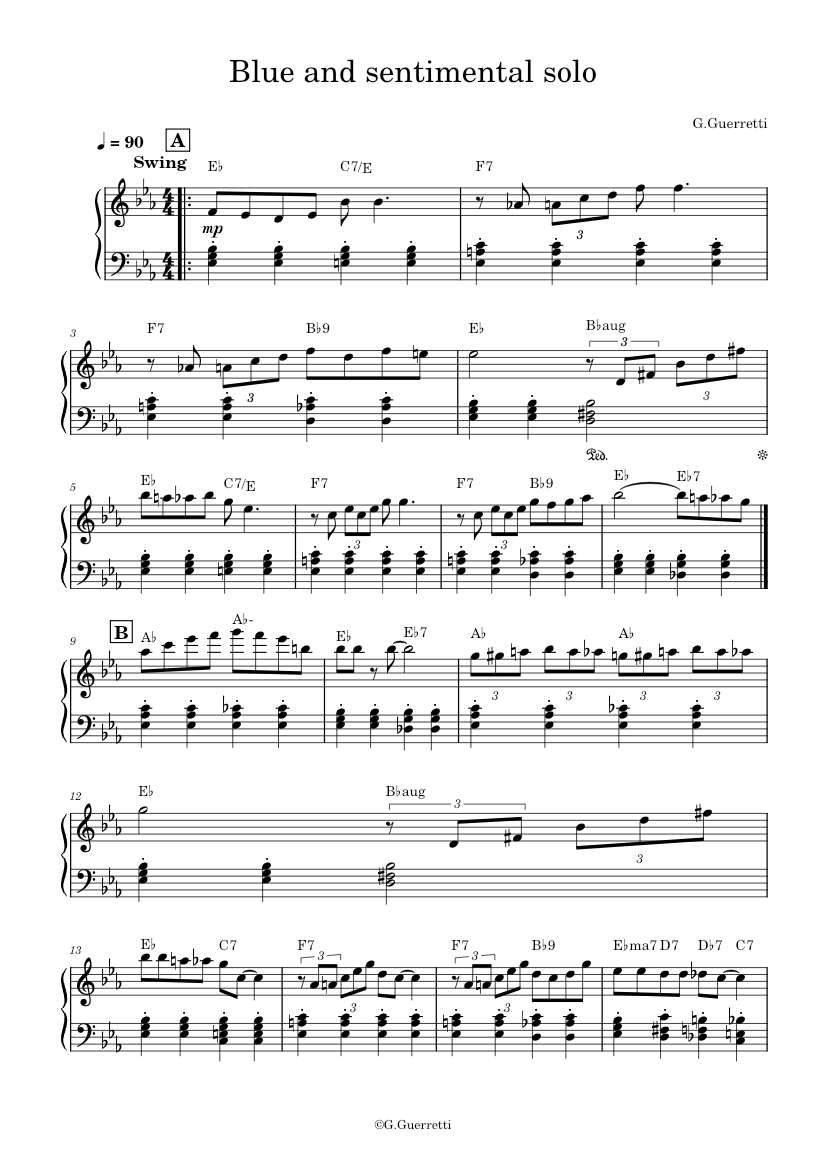 Blue and sentimental (solo) – G.Guerretti Sheet Music with Chords for ...