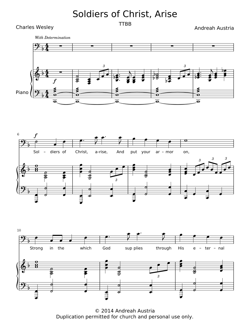 Soldiers of christ arise - Charles Wesley Sheet music for Piano, Vocals (Piano-Voice ...