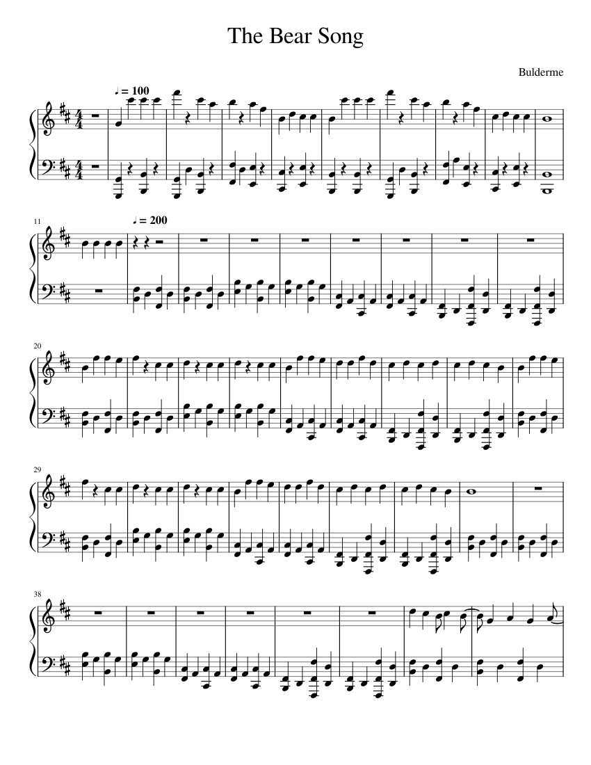 The Bear Song Sheet music for Piano (Solo) | Musescore.com