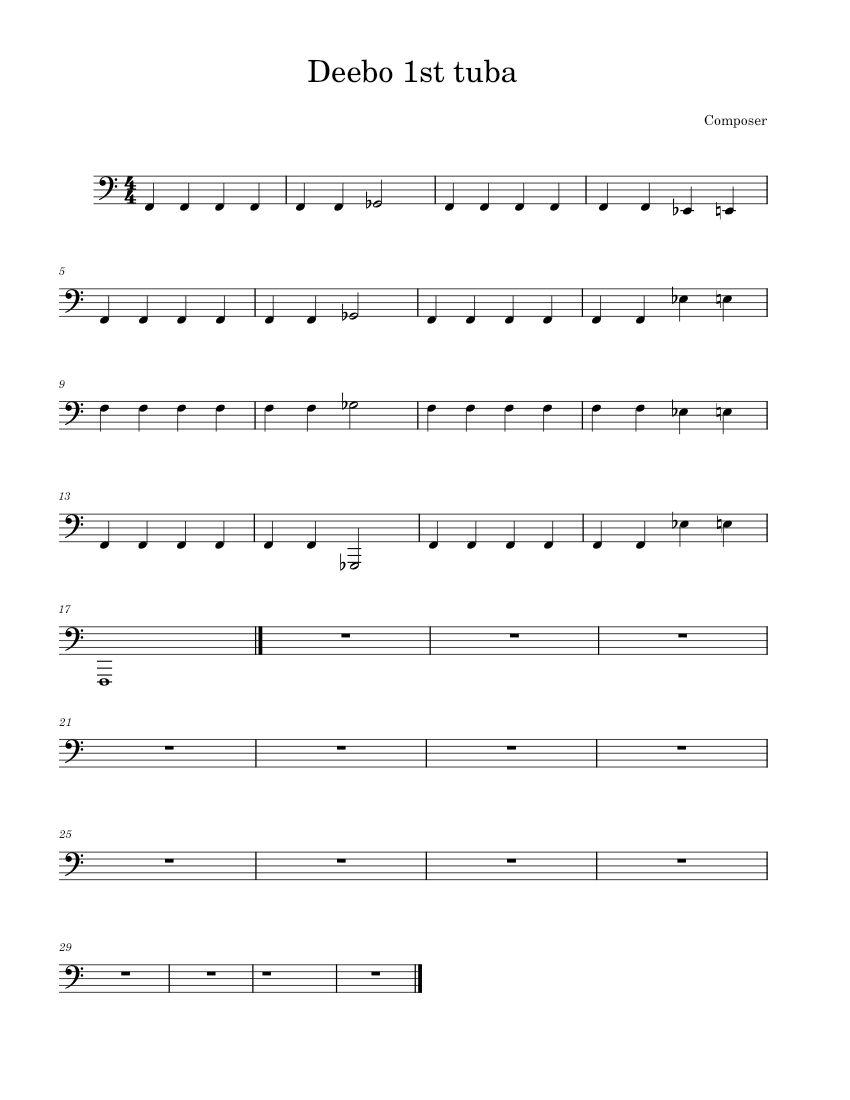 Deebo 1st tuba Sheet music for Piano (Brass Ensemble) | Musescore.com