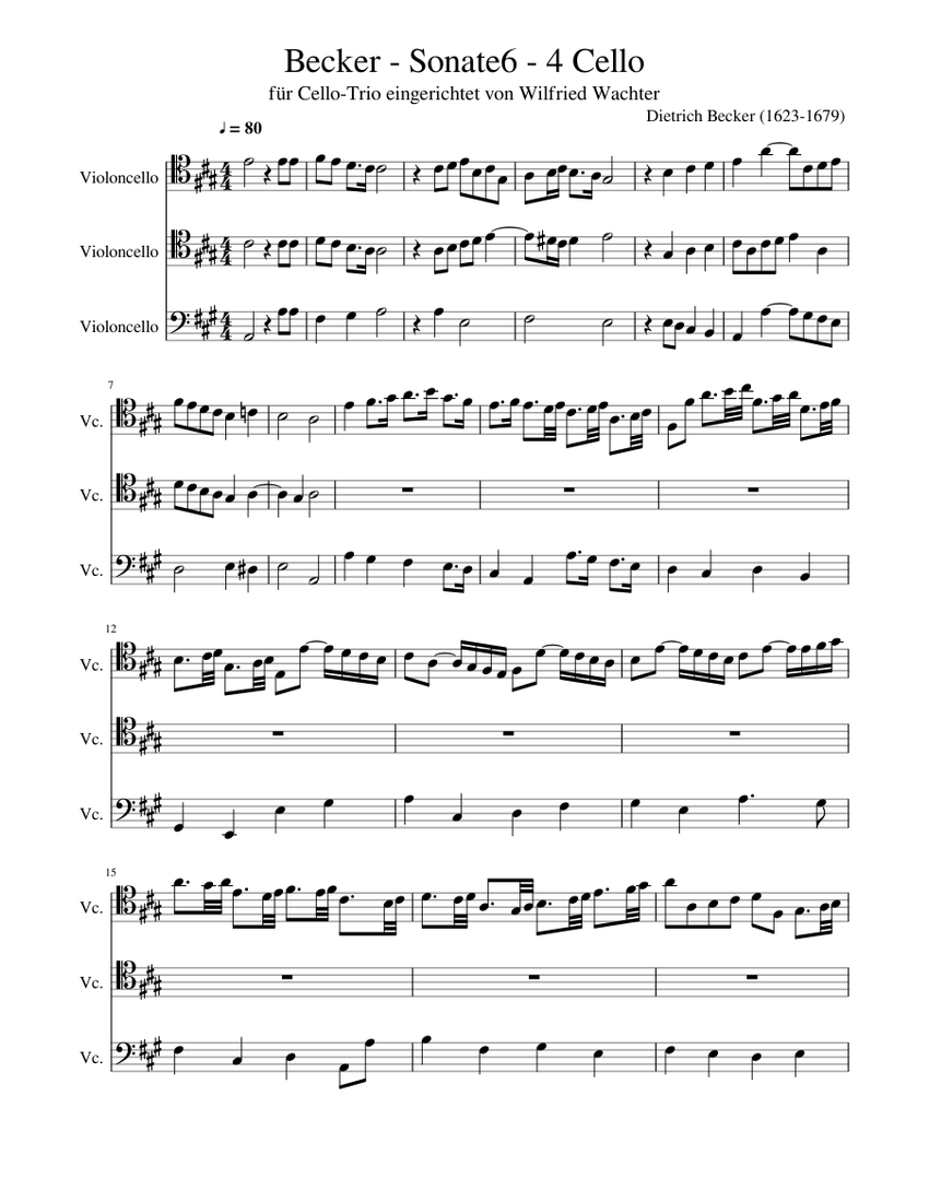 Becker - Sonate6 - 4 Cello Sheet music for Cello (Mixed Trio ...