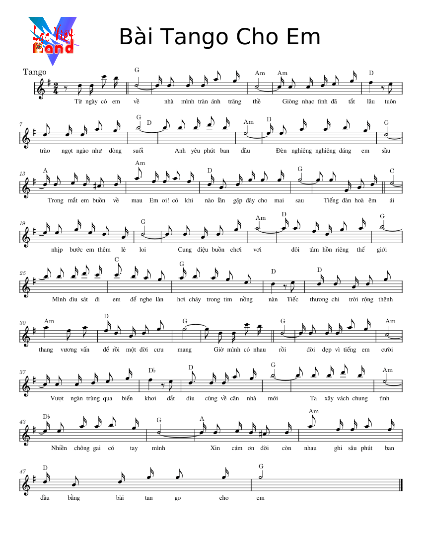 Bài Tango Cho Em Sheet music for Piano (Solo) | Musescore.com