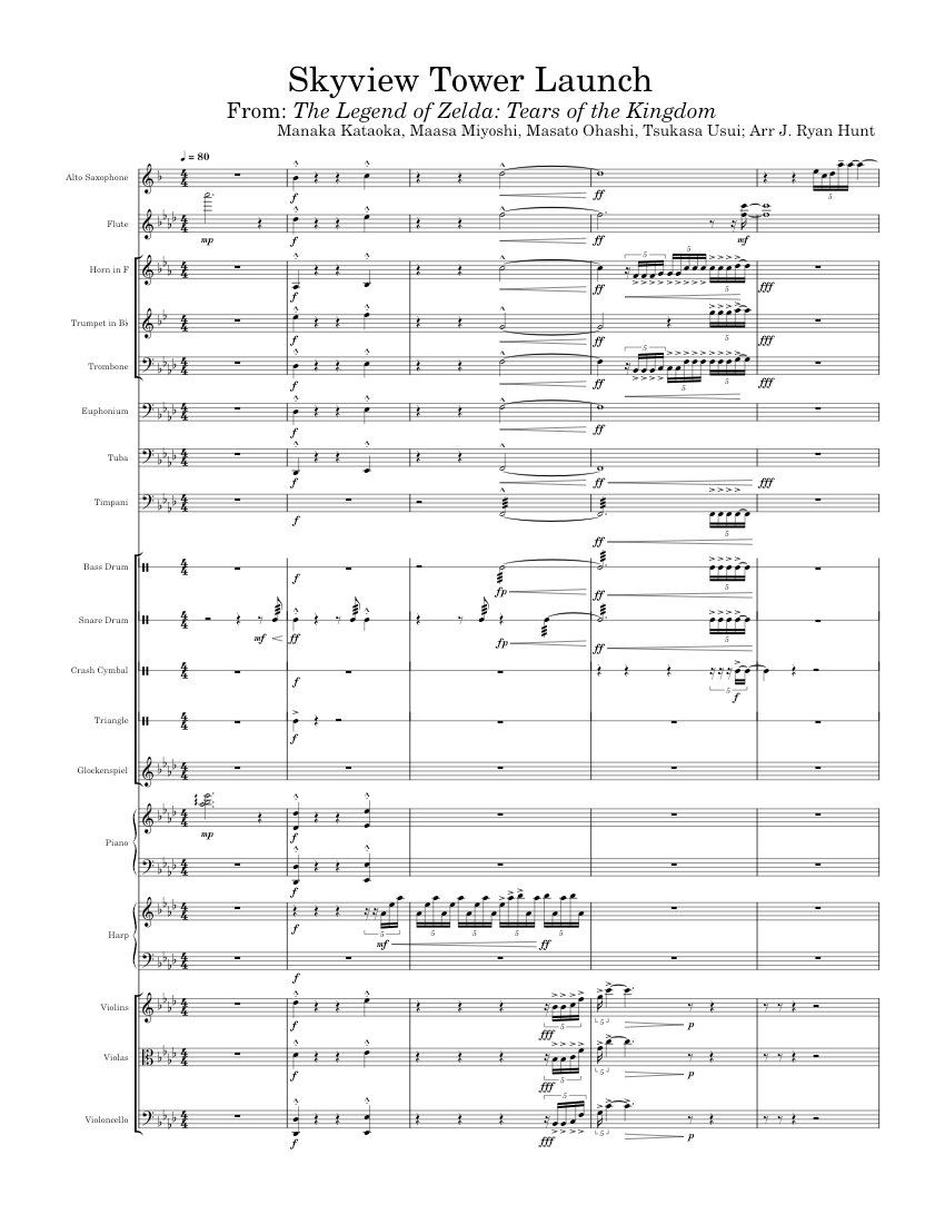 Zelda TOTK: Skyview Tower Launch Theme (Saxophone Solo) Sheet music for ...