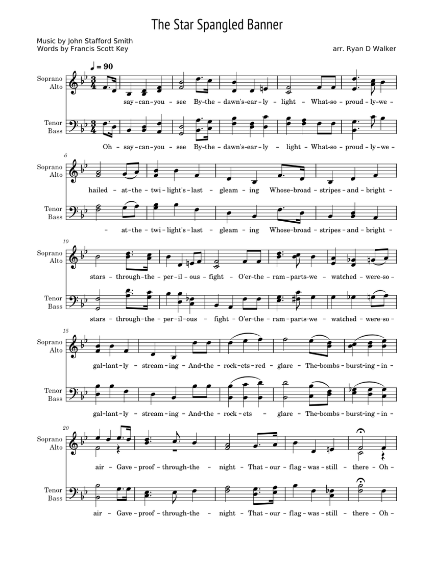 The Star-Spangled Banner - SATB Sheet music for Soprano, Bass voice ...