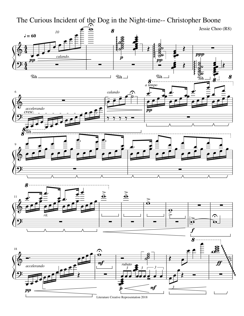 The Curious Incident of the Dog in the Night time Sheet music for Piano ...