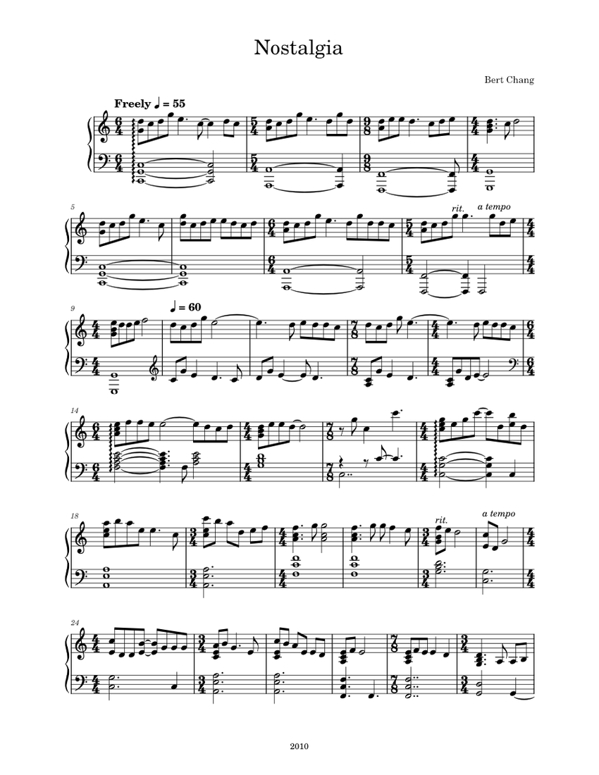 Nostalgia Sheet music for Piano (Solo) Easy | Musescore.com