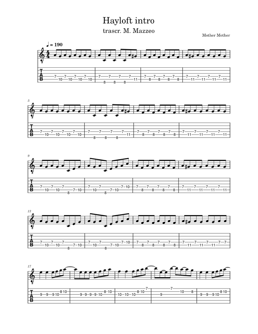 Hayloft by Mother Mother – Mother Mother Sheet music for Guitar (Solo ...