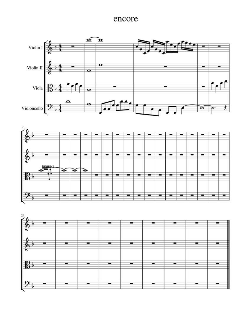 encore Sheet music for Violin, Viola, Cello (String Quartet ...