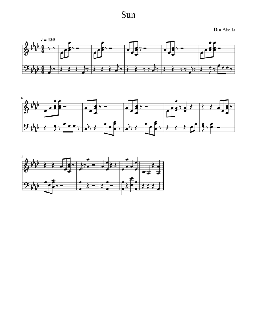 Sun Sheet music for Piano (Solo) Easy | Musescore.com