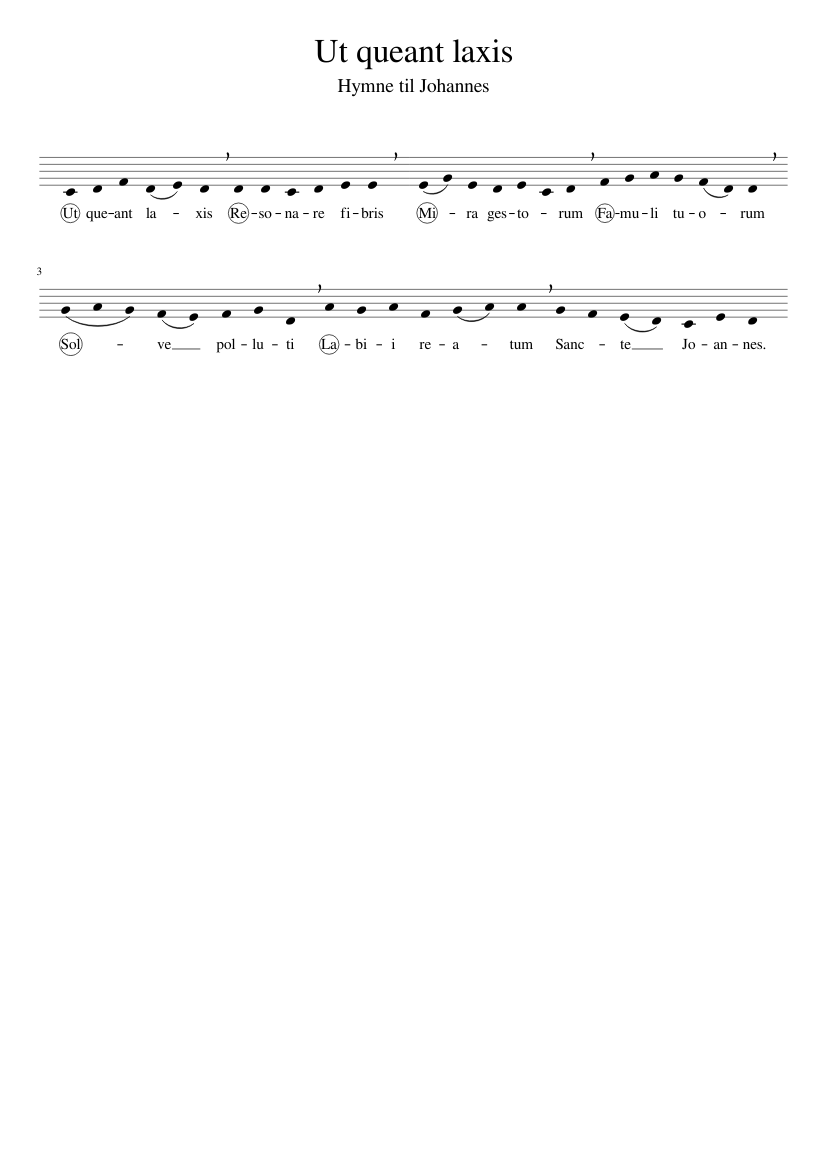 Ut queant laxis Sheet music for Vocals (Solo) | Musescore.com