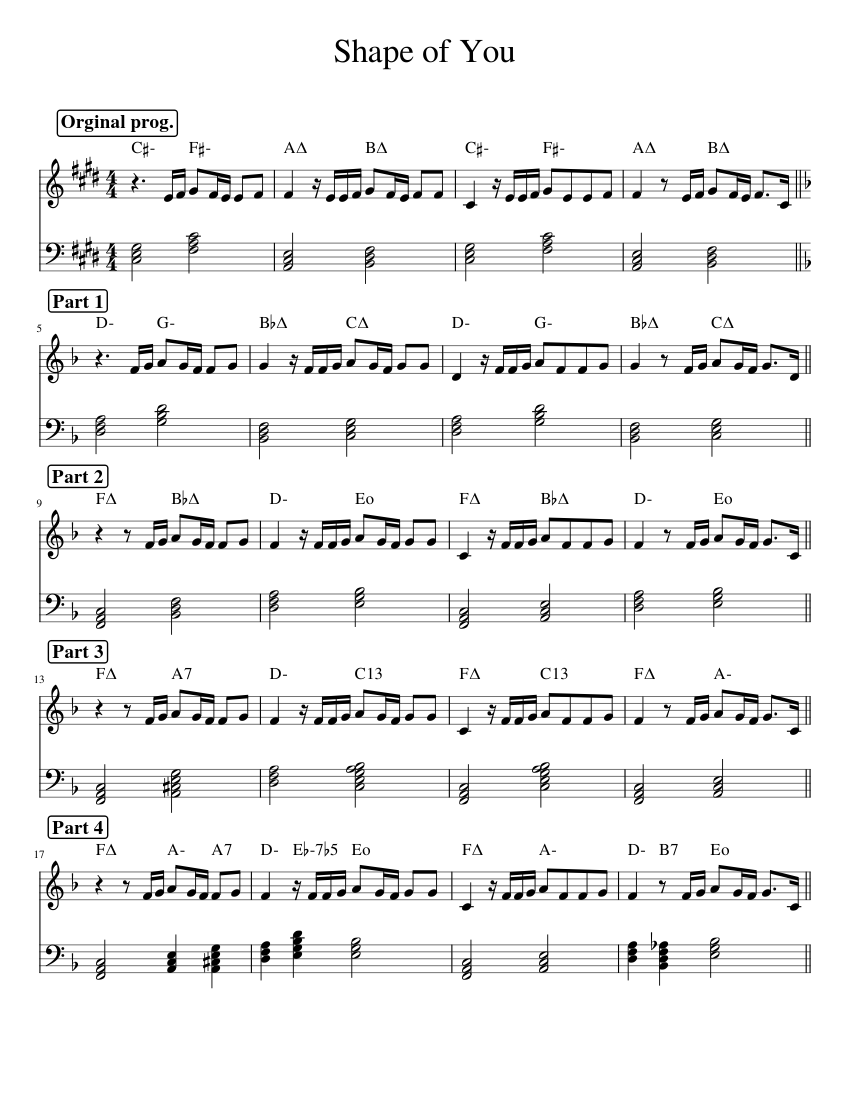 Shape of you – Ed Sheeran Sheet music for Piano (Solo) Easy | Musescore.com