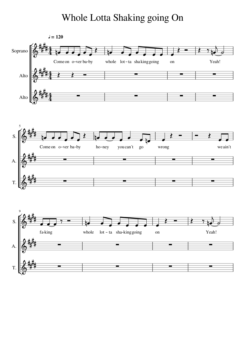 Whole Lotta Shaking going On Sheet music for Soprano, Alto, Tenor, Bass voice (SATB) | Musescore.com