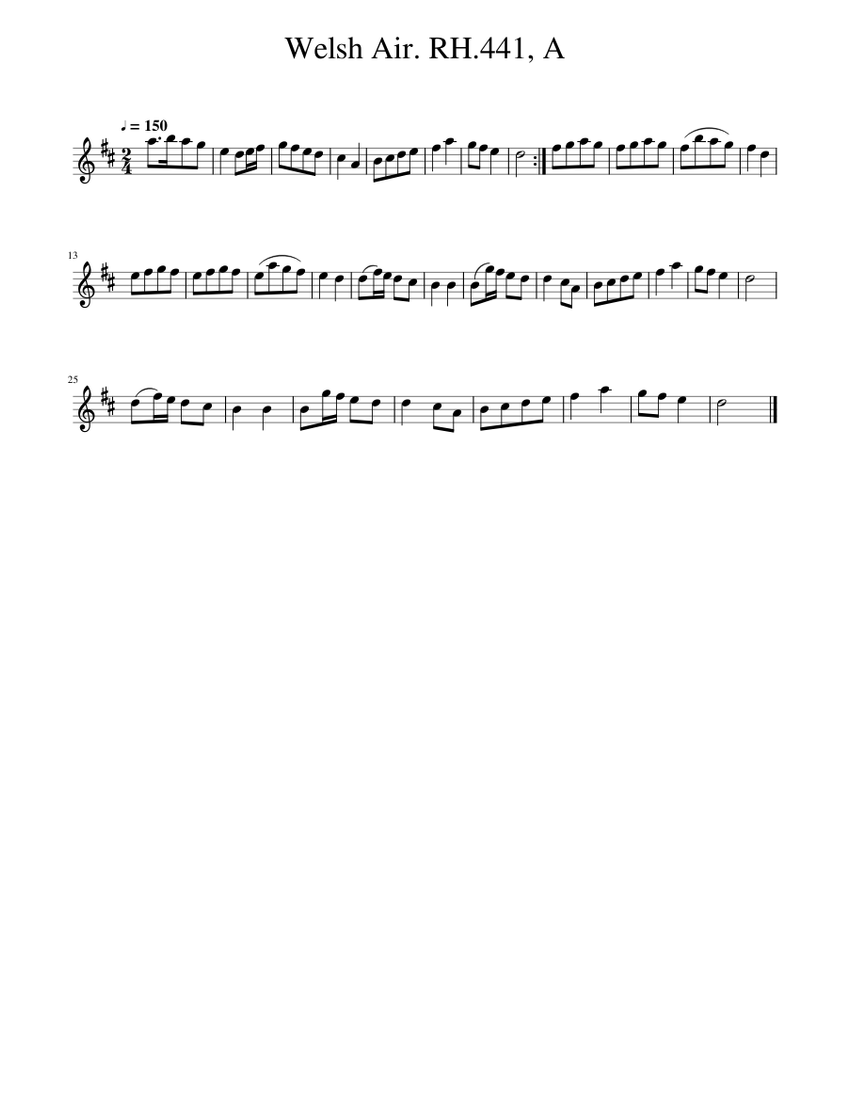 Welsh Air. RH.441, A Sheet music for Piano (Solo) | Musescore.com