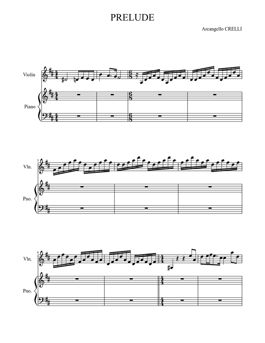 PRELUDE Sheet music for Piano, Violin (Solo) | Download and print in ...