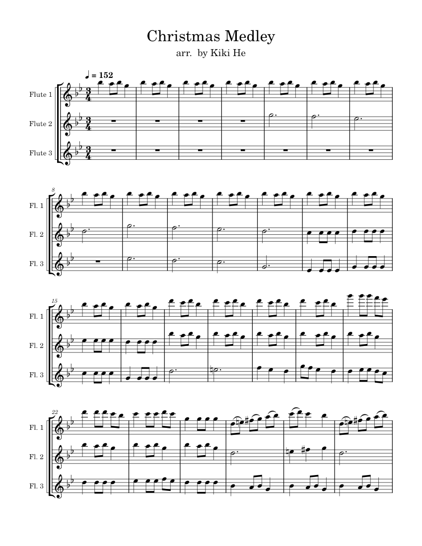 Christmas Medley - Flute Trio Sheet music for Flute (Woodwind Trio ...