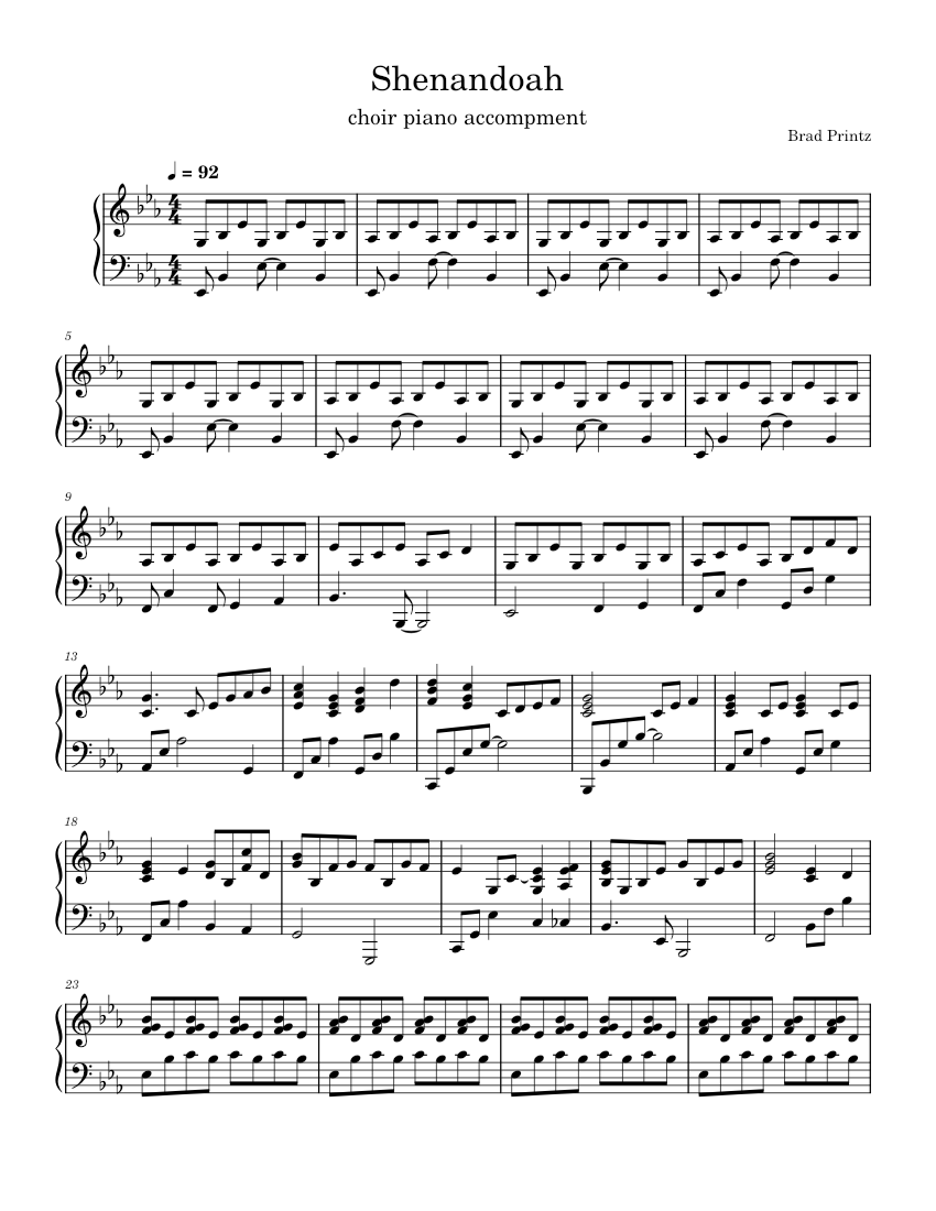 shenandoah Sheet music for Piano (Solo) Easy | Musescore.com